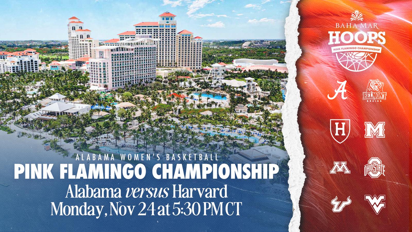 Alabama Set to Play Harvard in Baha Mar Hoops Pink Flamingo ...