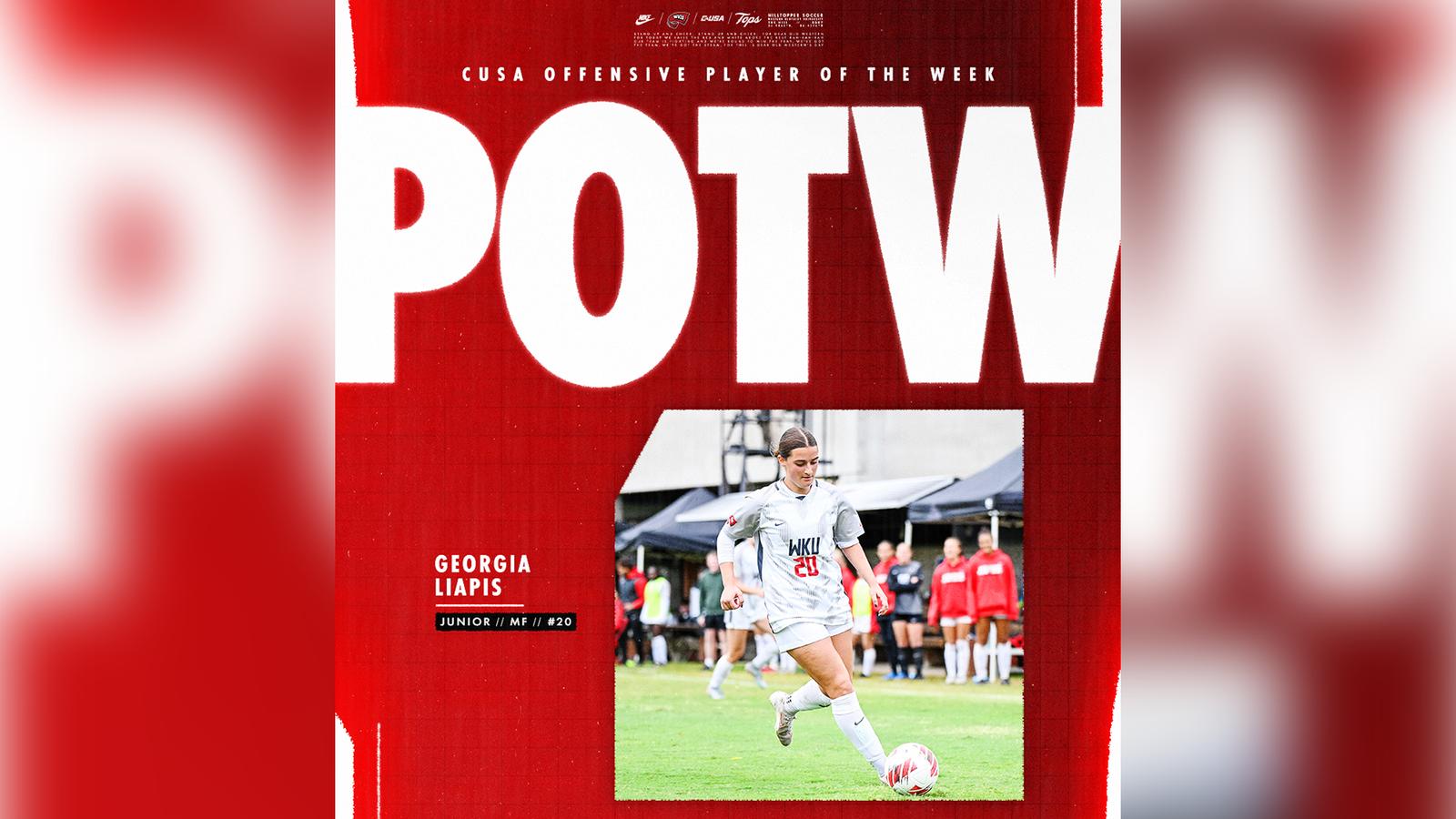 Liapis Named CUSA Offensive Player of the Week - Western Kentucky ...
