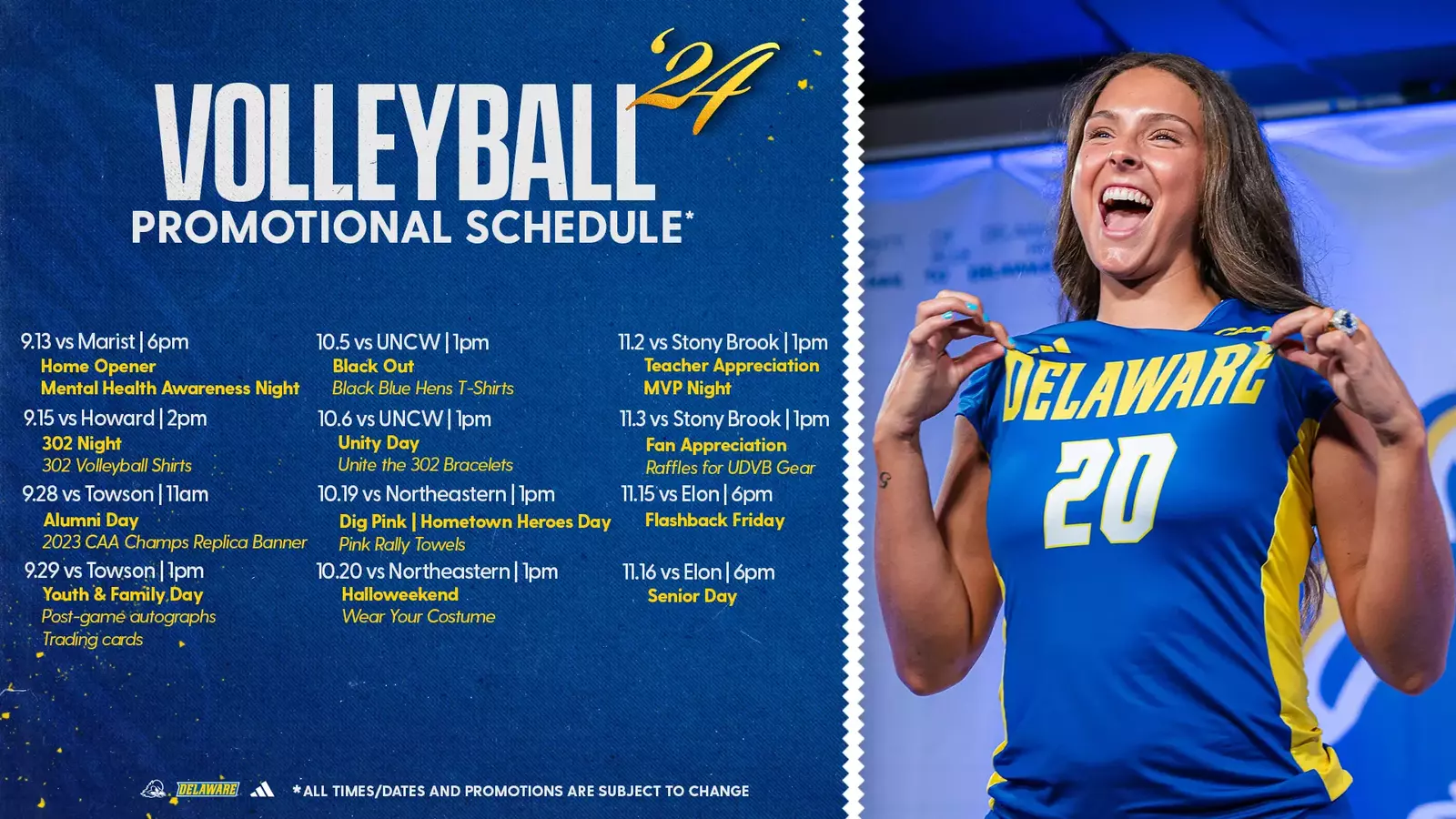 Volleyball Announces 2024 Promotional Schedule - University of Delaware ...