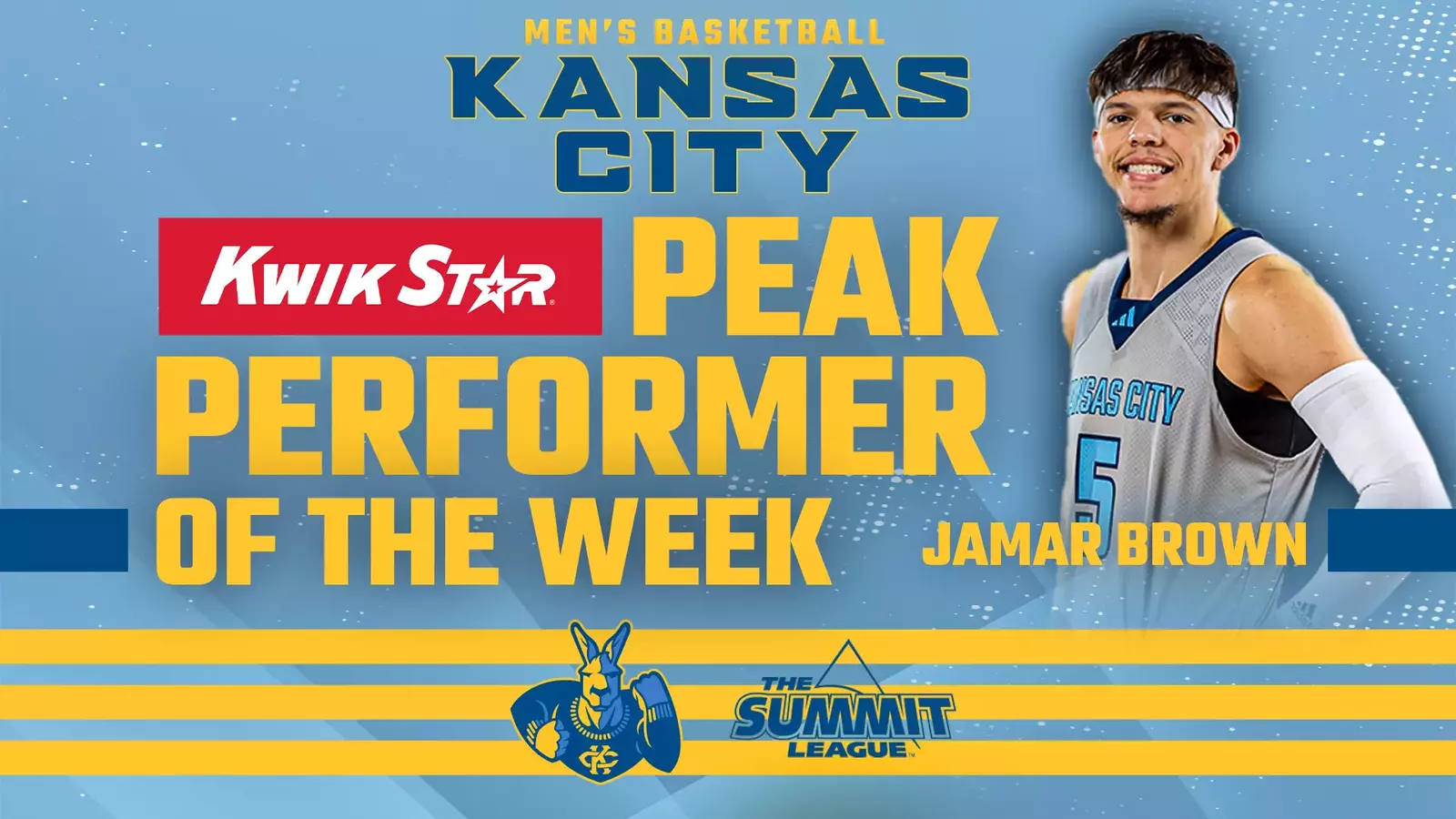 Jamar Brown Named Summit League Kwik Star Peak Performer of the Week - BVM Sports