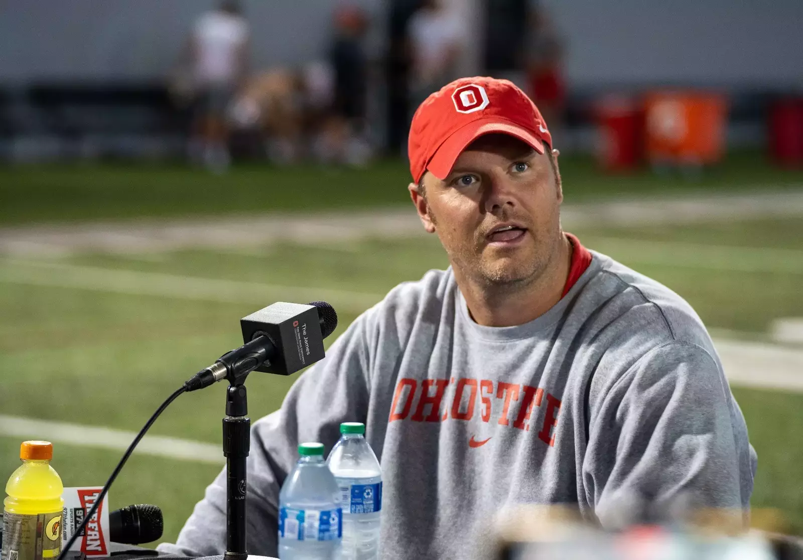 Coach Frye + OL Talk Fall Camp - Ohio State
