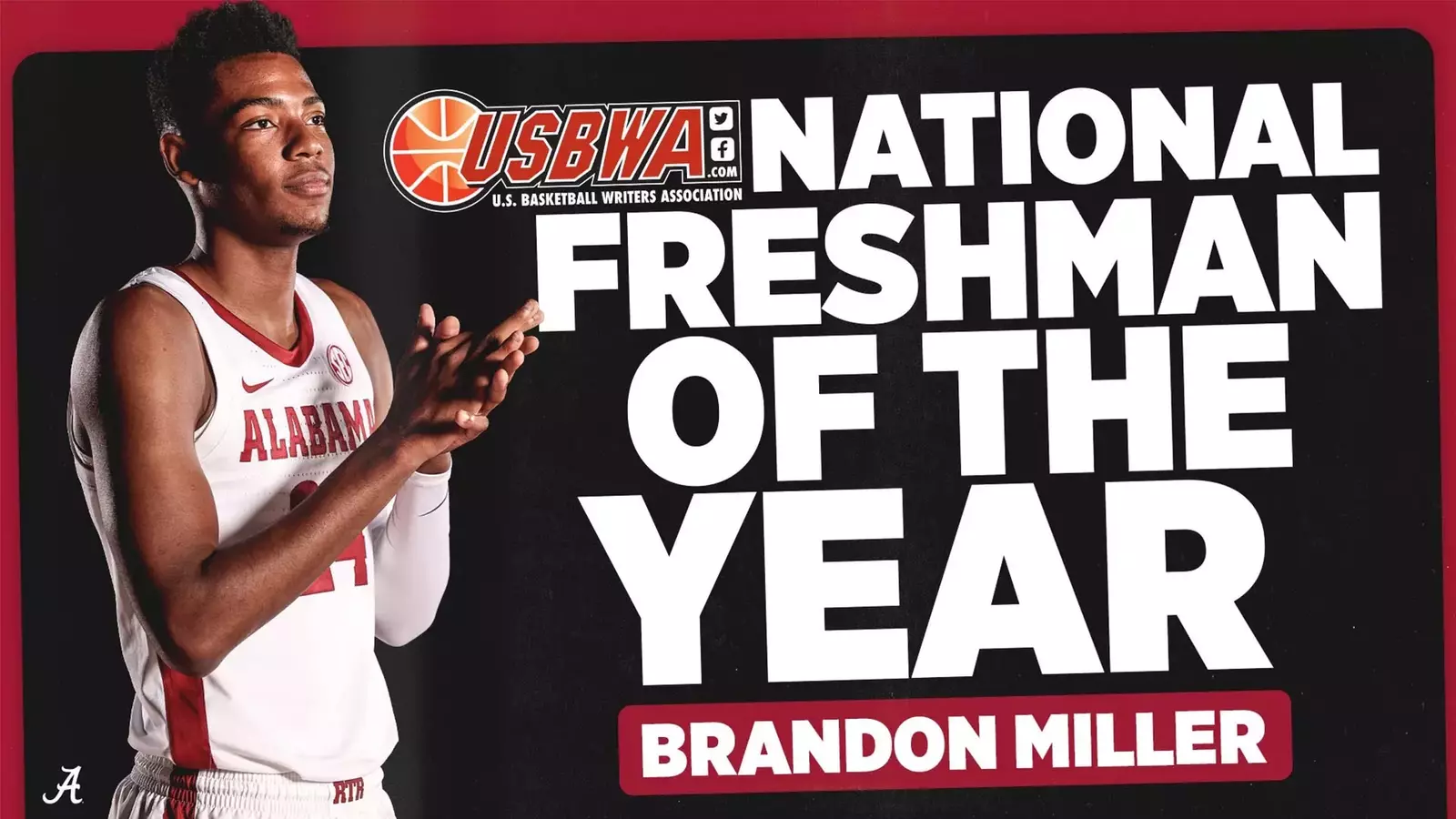 Brandon Miller Named USBWA Wayman Tisdale Award Recipient - Alabama ...