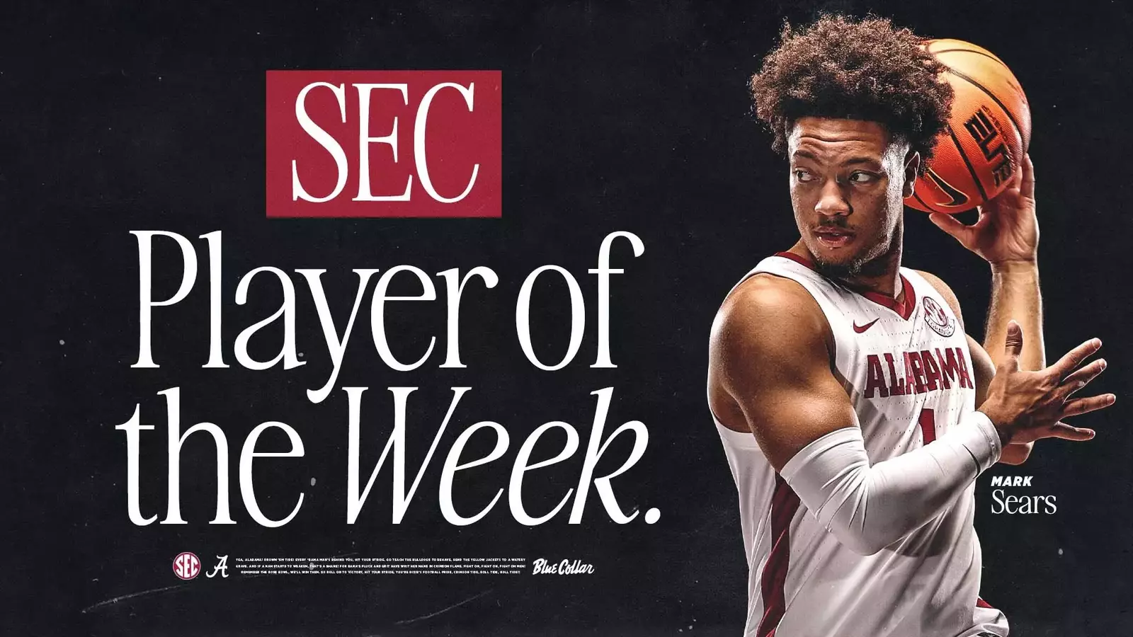 Mark Sears Named SEC Co-Player of the Week - Alabama Athletics