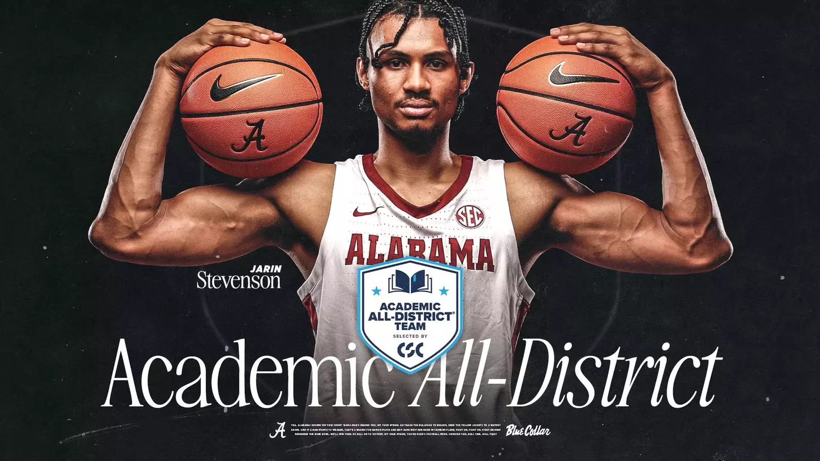 Jarin Stevenson Earns CSC Academic All-District Honors - Alabama Athletics