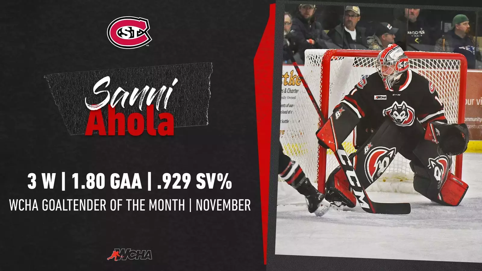 Sanni Ahola named WCHA Goaltender of the Month - St. Cloud State ...